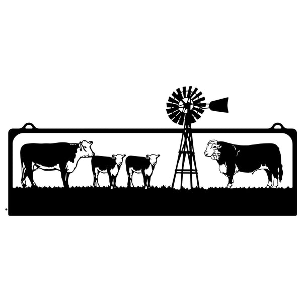 Bull, Cow, Calves with windmill Farm Sign – Custom Farm Signs
